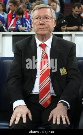 Sir Alex Ferguson reacts in the stands during the Premier League match ...
