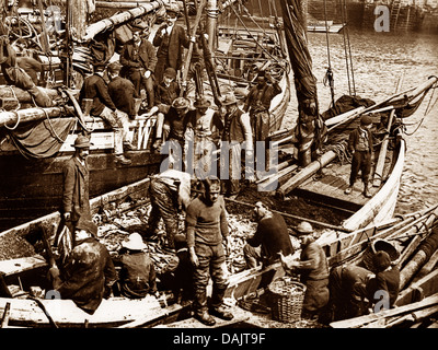 Whitby Fishermen Victorian period Stock Photo - Alamy
