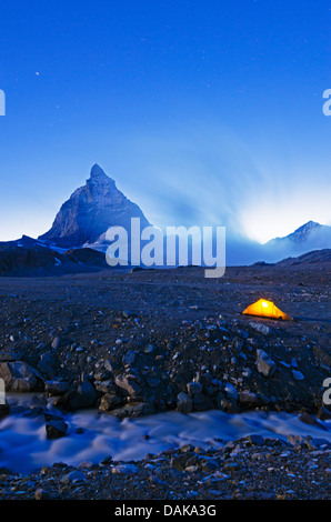 camping near The Matterhorn (4478m), Zermatt, Swiss Alps Stock Photo ...