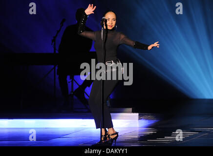 British-Nigerian singer Sade Adu performs on stage during her concert ...
