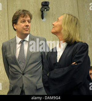 TV presenter Joerg Kachelmann stands in the court room of the Regional ...