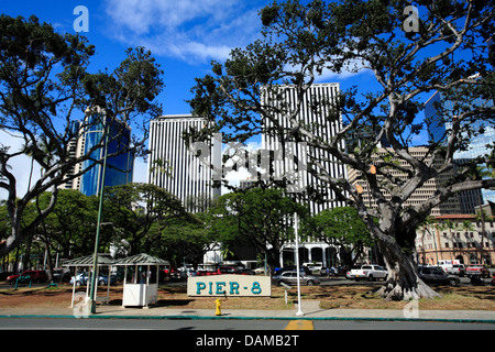 HONOLULU, HAWAII, 12th July, 2013. The Aloha Tower Marketplace pier 8 ...