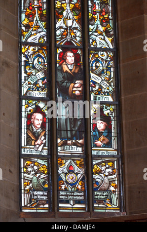 Stained glass window, Martin Luther posting his theses in 1517 ...