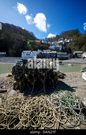 Clovelly Cornwall UK Harbour Harbor Quay Lobsterpots Stock Photo - Alamy