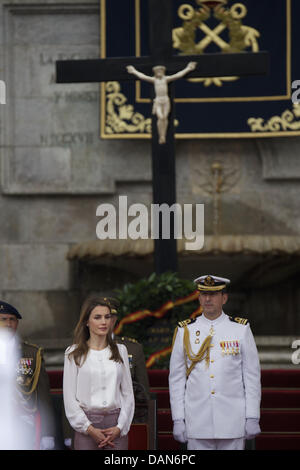 Marin, Galicia, Spain. 16th July, 2024. Queen Letizia of Spain, Crown ...