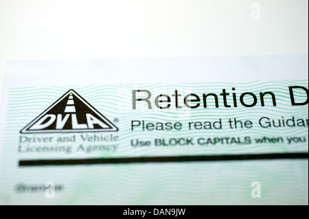 DVLA Cherished Transfer Retention Document Stock Photo - Alamy