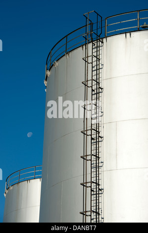 Steel Refinery Storage Tanks Blue Sky Moon Stock Photo - Alamy