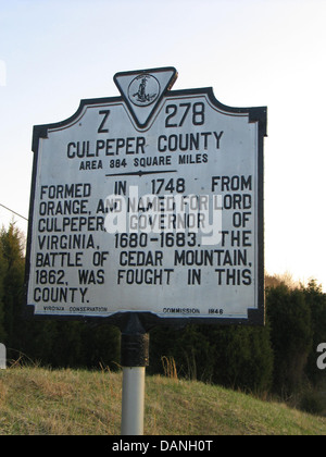 CULPEPER COUNTY Formed in 1748 from Orange, and Named for Lord Culpeper ...