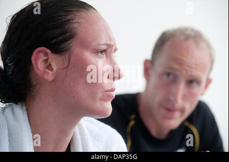 Isabelle Haerle from Germany after finishing the women's 5km open water ...