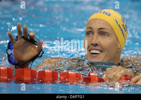 Swimmer Therese Alshammar of Sweden celebrates after winning the 50m ...
