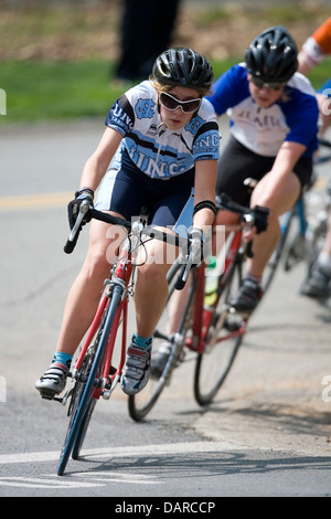 Women cyclists competing during the time trial stage of the Redlands ...