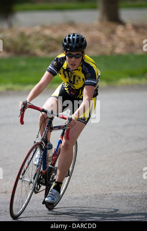 Women cyclists competing during the time trial stage of the Redlands ...