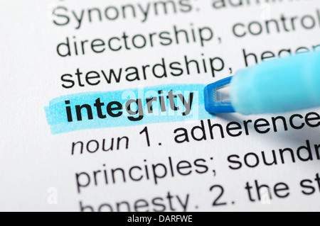 Definition of word integrity in dictionary Stock Photo - Alamy