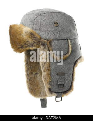 furry hat cut out onto a white background Stock Photo - Alamy