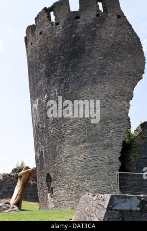 Caerphilly Castle built 1268-1271 the South East Tower which leans at ...