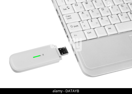 Laptops with wi-fi modem Stock Photo - Alamy
