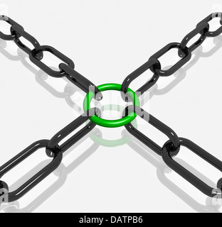 Chain Linked Shows Security Attached Or Connection Stock Photo - Alamy