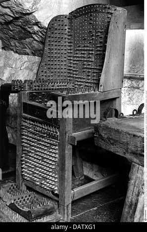 justice, instrument of torture, chair with spikes, museum of medieval ...