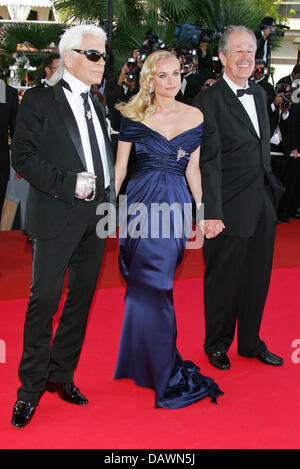 (L-R) Karl Lagerfeld, Diane Kruger and Denys Arcand arrives for the ...