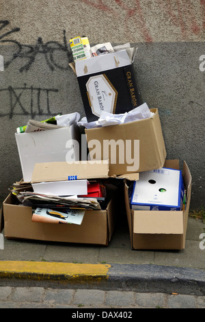 Cardboard boxes on street for recycling, New York, USA Stock Photo - Alamy
