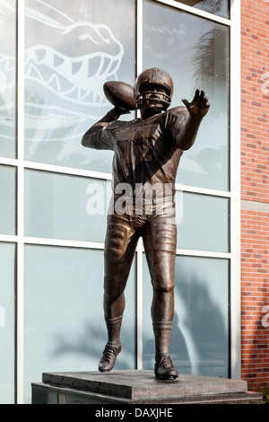 Bronze statue of Steve Spurrier, Heisman trophy winner, stands in front ...