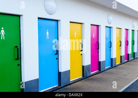 The Ladies and Gents public toilets with colour coded doors in ...
