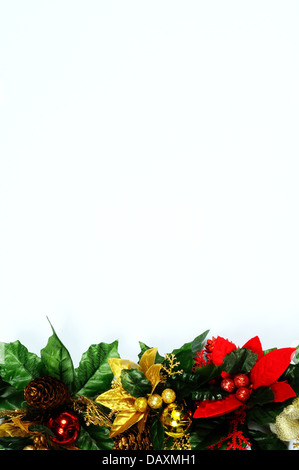 Christmas floral decoration edge on a white background Stock Photo - Alamy