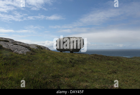 Balancing stone on Ben Hogh Isle of Coll Scotland July 2013 Stock Photo ...