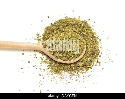 Dried crushed basil isolated on white background. Dried ground basil ...
