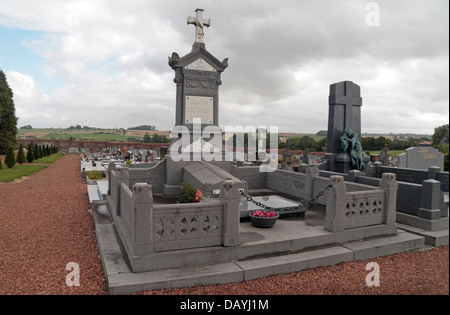 General view of an impressive French headstone in the Beauval Communal ...