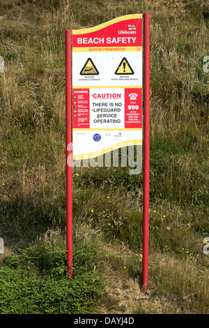 Beach safety sign at Freshwater Bay Dorset UK Stock Photo - Alamy