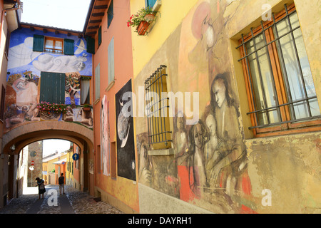 The Italian hilltop village of Dozza in Italy known for its festival of ...