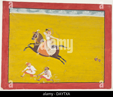 This painting depicts Maharana Ari Singh II in a powerful stance ...