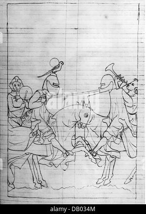 Illumination from the 14th Century Codex Manesse; Herr Nünü Stock Photo ...