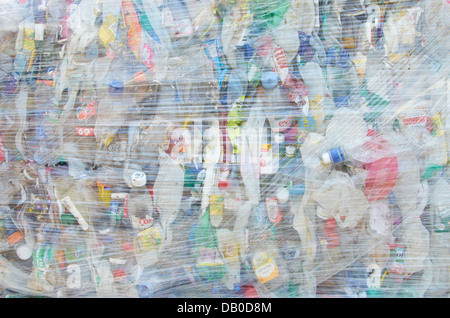 Crushed plastic bottles in a shrink wrapped bale Stock Photo - Alamy