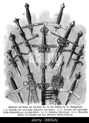 weapons, modern times, swords and daggers, 16th / 17th century, 1, 2, 4 ...