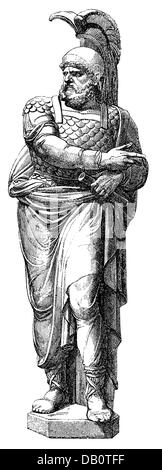 Hannibal, 247 - 183 BC, Carthaginian general, portrait, wood engraving ...