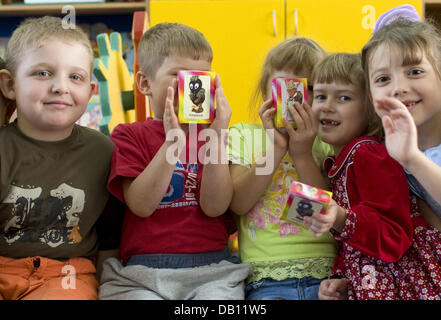 Children of a German-speaking kindergarten pose for the photographer at ...