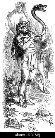 ancient world, Germanics, people, Germanic warrior, wood engraving ...