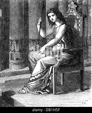 Balder, Germanic God, full length, with his wife Nanna, wood engraving ...