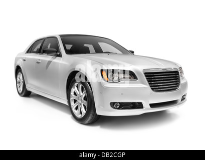 Large white family car on a white background Stock Photo - Alamy