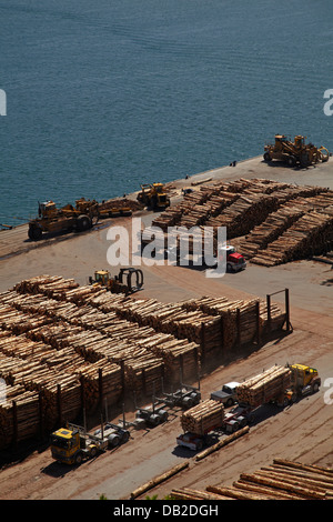 Logging truck delivering export logs to Port Chalmers, Dunedin, Otago ...