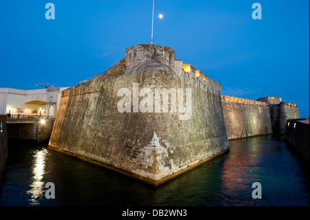 Wall and moat in the isthmus of Spanish enclave of Ceuta . Spain Stock ...