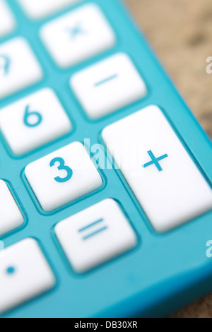 Button with numbers on a blue plastic calculator, keyboard Stock Photo ...