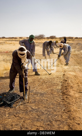 Geo Physical Survey during oil exploration. Front end crew setting ...