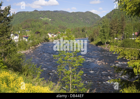Dalen Telemark Norway Europe View along main street of town popular for ...