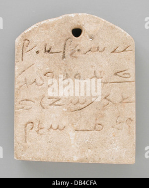 This mummy label is inscribed with Demotic text, providing historical ...