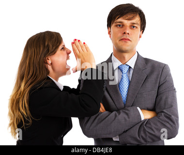 Business people having discussion, dispute at meeting or negotiations ...