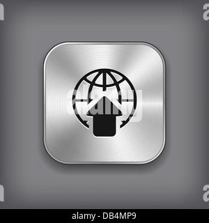 Global icon - metal app button Stock Photo - Alamy
