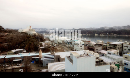 Aerial view of damage to Kesennuma, Miyagi Prefecture after a 9. 0 ...